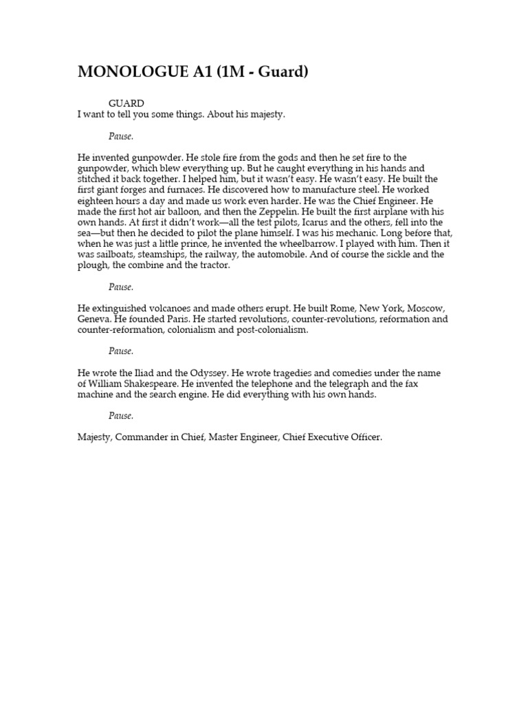 Exit The King Auditions Sides | PDF | Cats