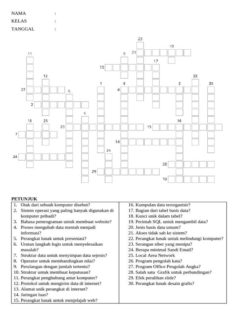 Teka Teki Silang Informatika | PDF