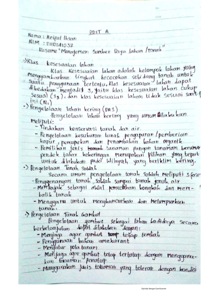 Tugas Resume 15 - Manajemen Sumber Daya Lahan Tanah - 2110241032 - Ariful Ihsan | PDF