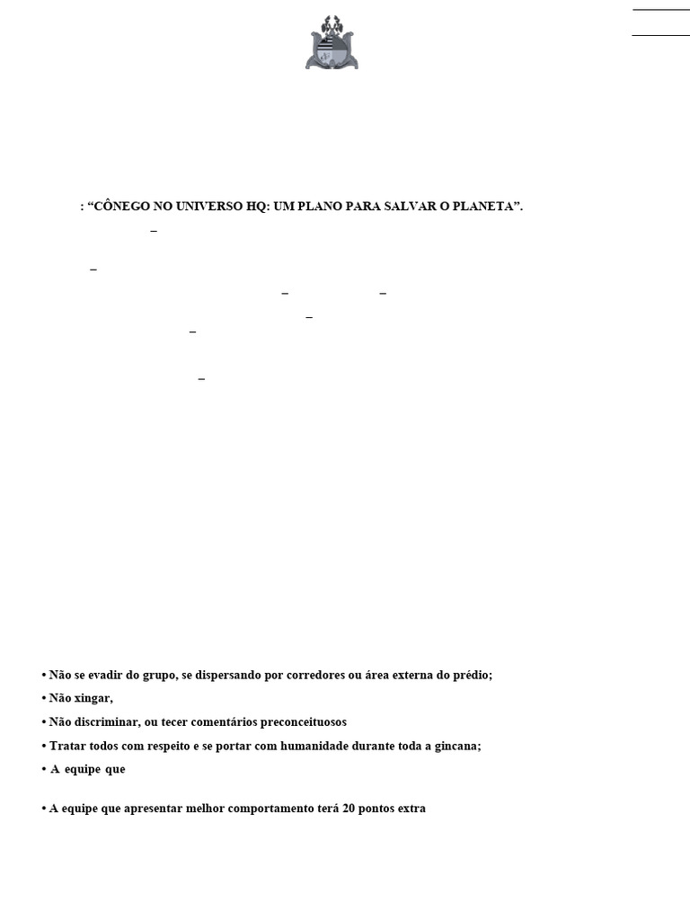 Gincana Escolar: Cônego no Universo HQ | PDF | Quadrinhos | Estado