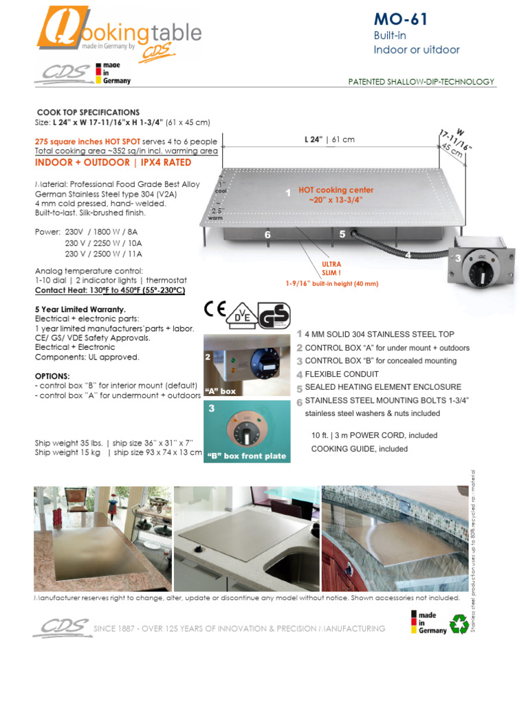 Cook-N-Dine MO-61-ENG | PDF | Stainless Steel | Steel