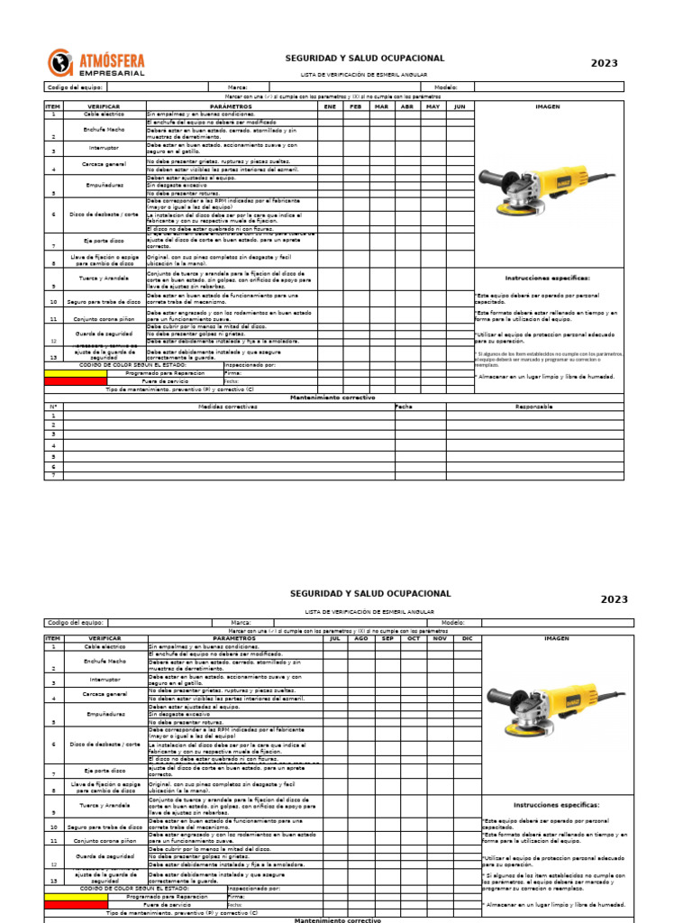 Check List Esmeriladora Angular | PDF | Arandela (Hardware) | Tuerca ...