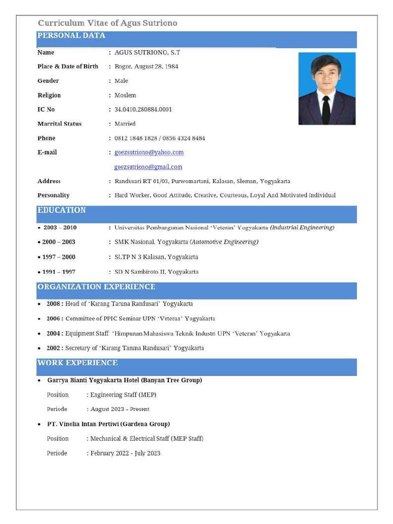 JOBSTREETEXPRESS AgusSutriono Resume 20240609 | PDF