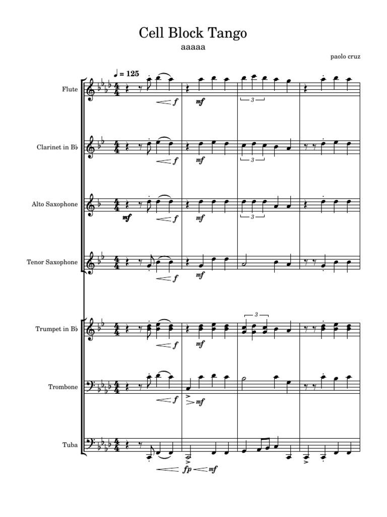 Put Me in A Cell Block (Tango) | PDF | Aerophones | Brass Instruments