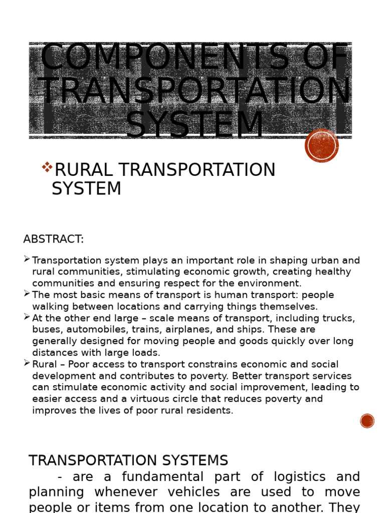 Components of Transportation System | PDF | Transport | Road