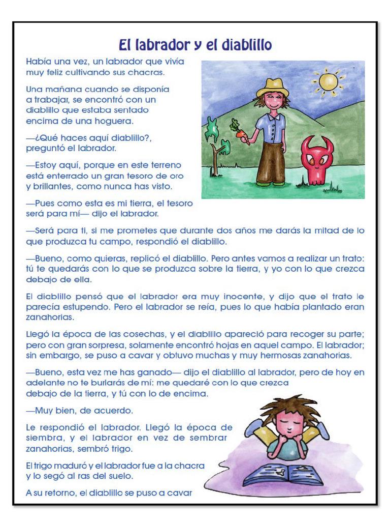 Lectura El Labrador y Diablillo | PDF