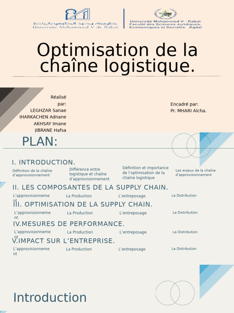 Optimisation de La Chaîne Logistique. | PDF | Logistique | Entrepôt