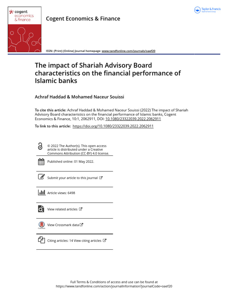 The Impact of Shariah Advisory Board Characteristics On The Financial ...