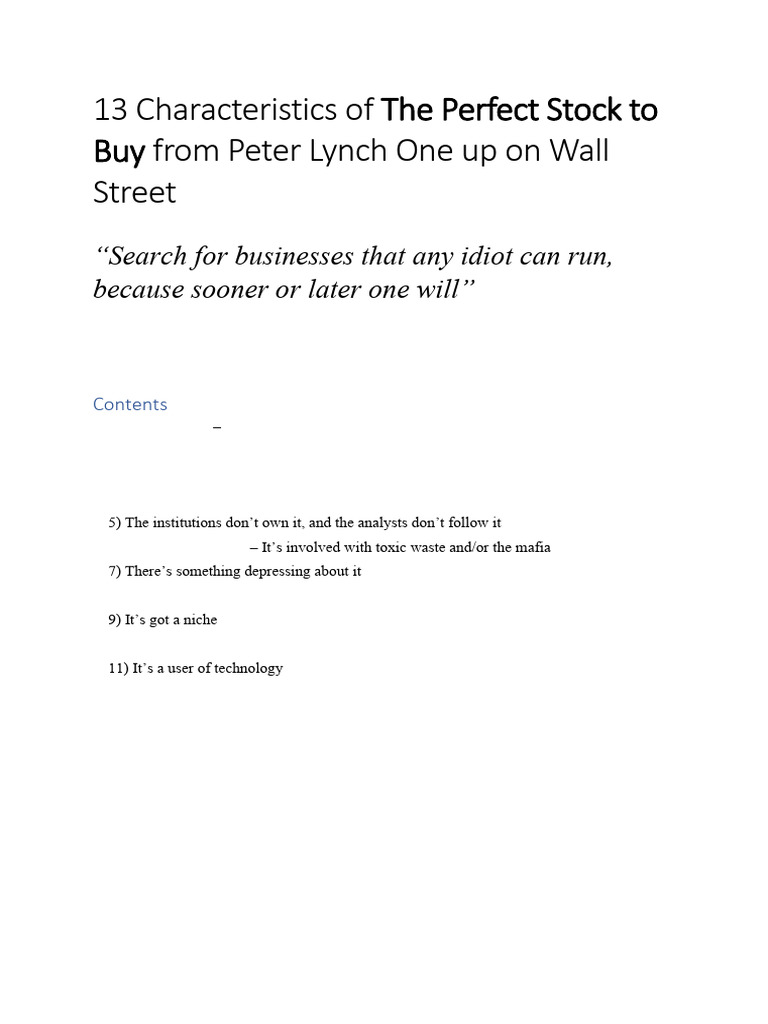 The Perfect Stock to Buy | PDF | Stocks | Share Repurchase