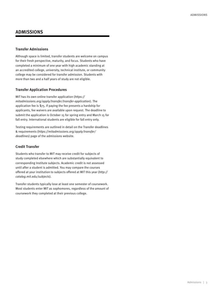 MIT Transfer Admissions Guide | PDF | Business