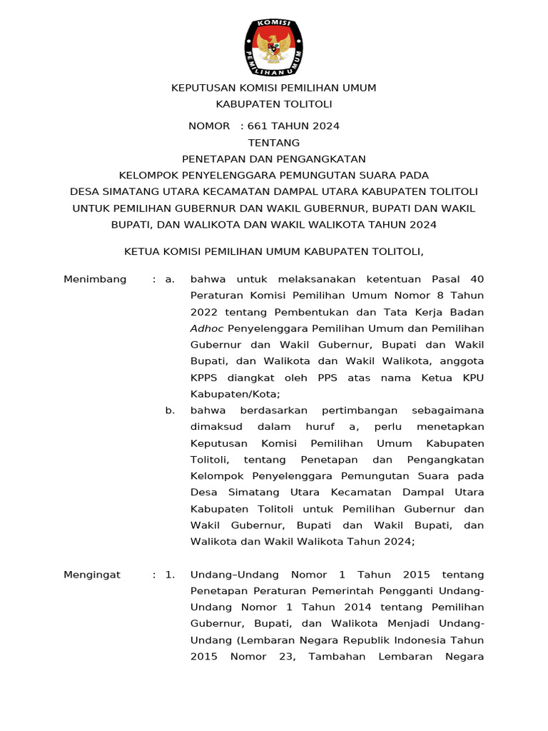 3 SK Pengangkatan KPPS-1 | PDF