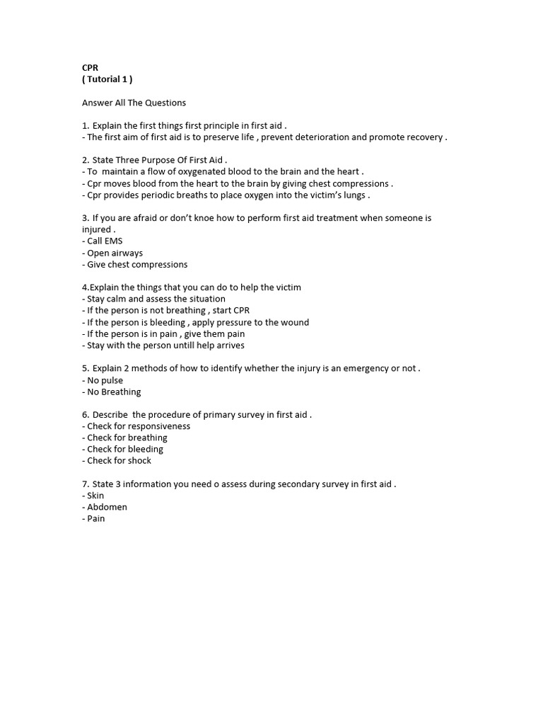 First Aid and CPR Basics Guide | PDF