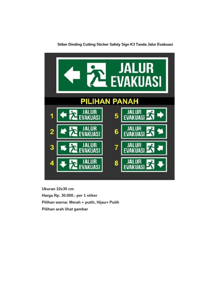 Stiker Dinding Cutting Sticker Safety Sign K3 Tanda Jalur Evakuasi | PDF Stiker Dinding Cutting Sticker Safety Sign K3 Tanda Jalur Evakuasi | PDF