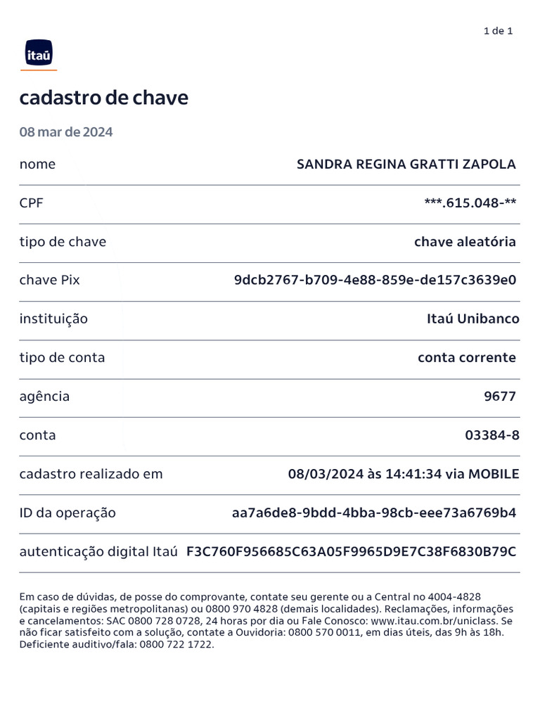 Cadastro de Chave | PDF