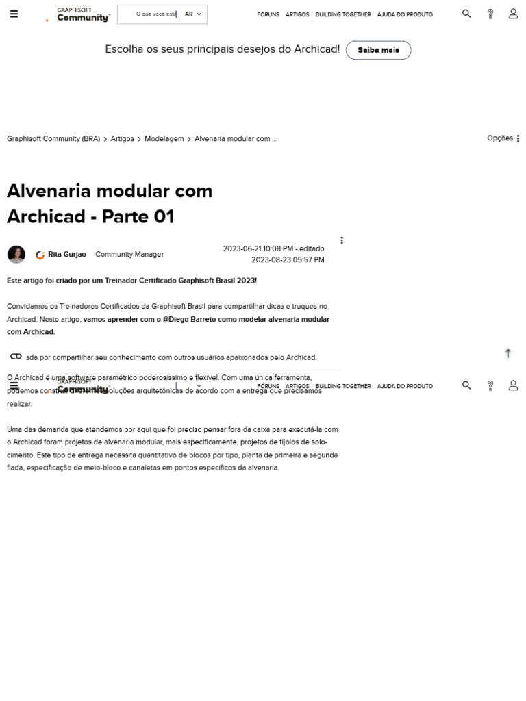 Alvenaria Modular Com Archicad - Parte 01 - Graphisoft Community | PDF