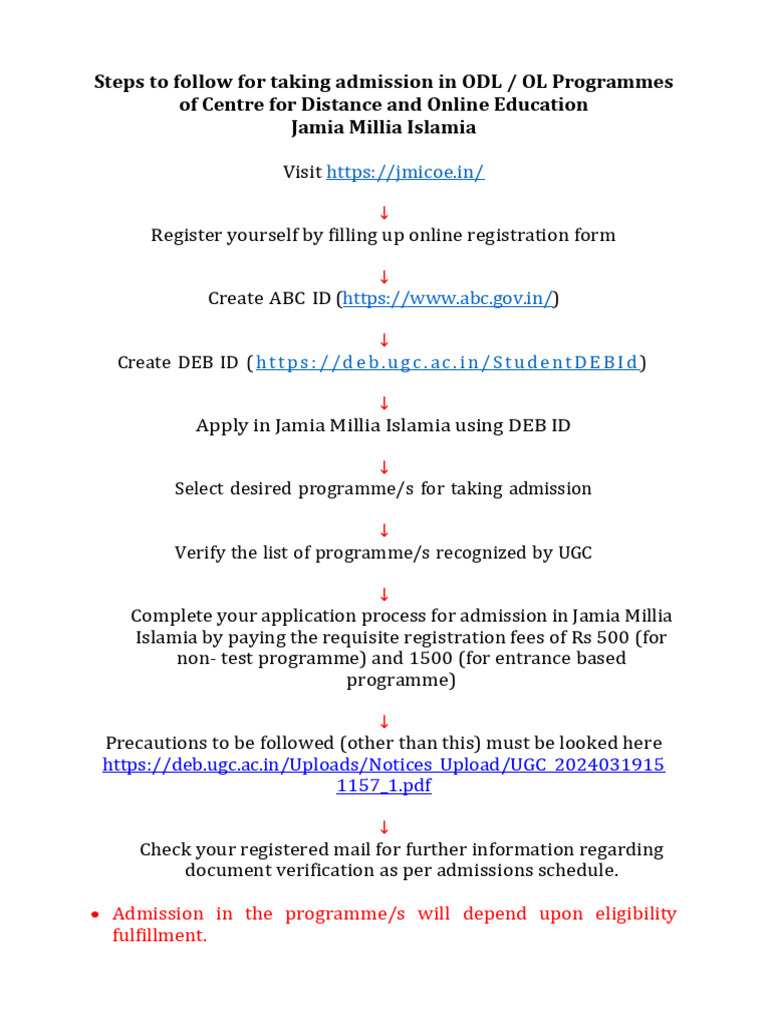 Steps To Follow For Taking Admission in ODL-OL Programmes of Centre For ...
