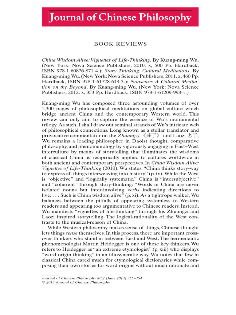 J of Chinese Philosophy - 2013 - Goulding - China Wisdom Alive ...