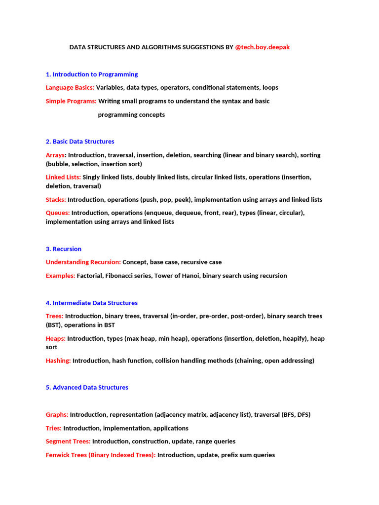 Data Structures & Algorithms Guide | PDF | Algorithms | Computer Programming