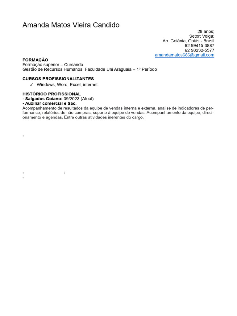 Curriculo Amanda | PDF