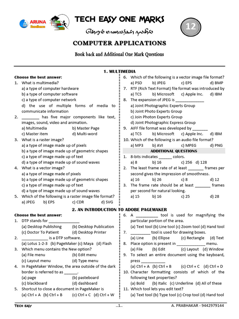 12CA EM OneMarks Without Answers | PDF | Databases | Domain Name System
