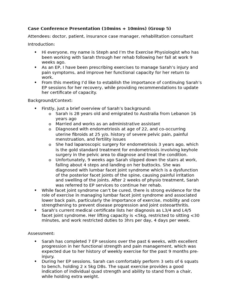 Case Conference Presentation | PDF | Physical Therapy | Medical Specialties