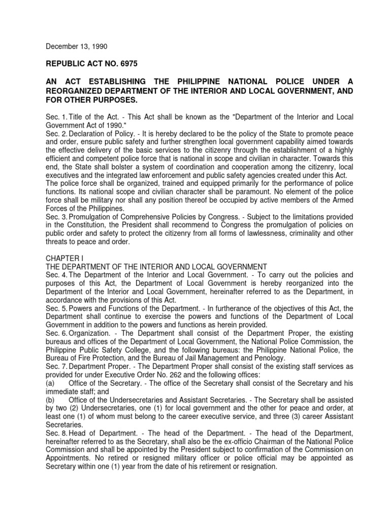 Philippine National Police Act 1990 | PDF | Inspector | Police