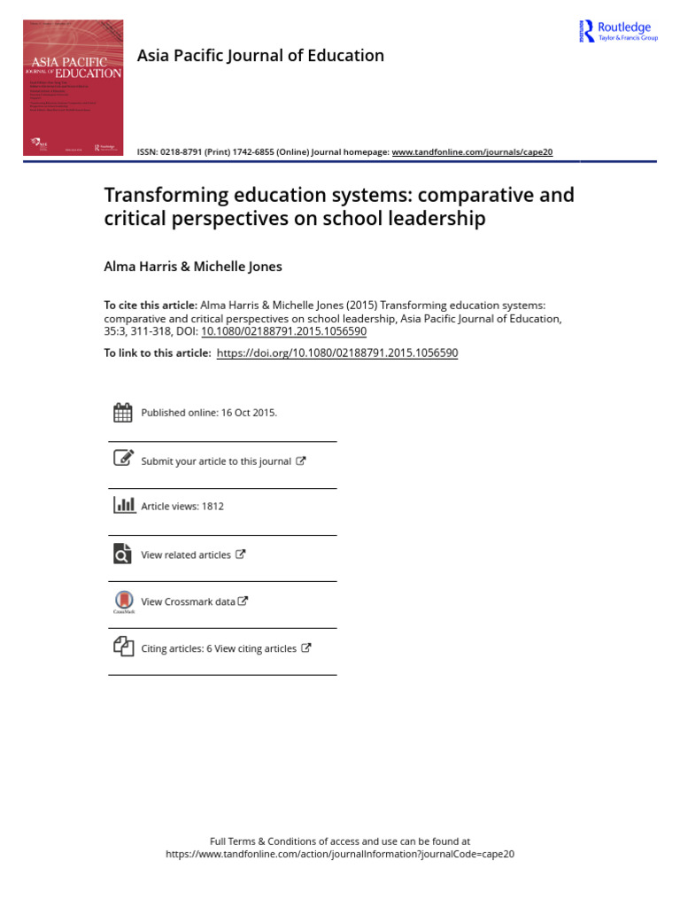 Transforming Education Systems Comparative and Critical Perspectives On ...