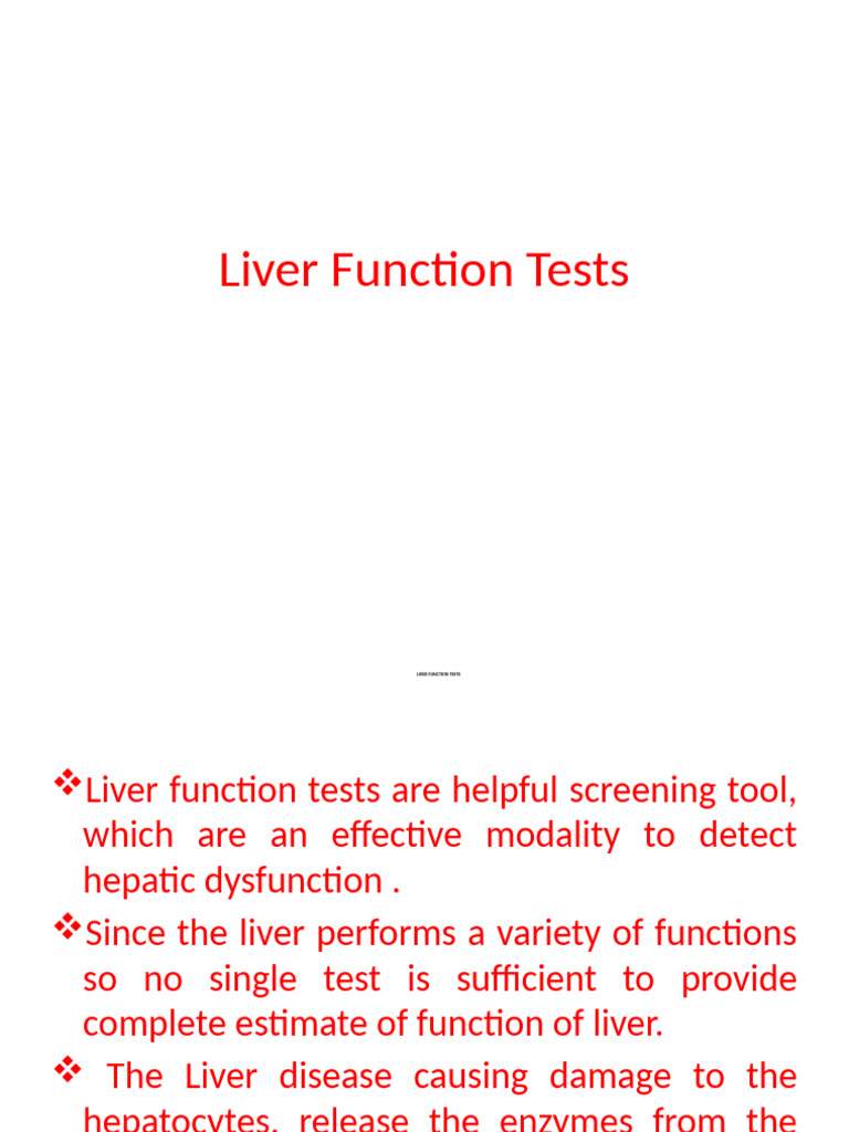 Overview of Liver Function Tests | PDF | Lactate Dehydrogenase ...