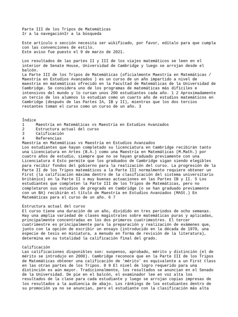 Parte III de Los Tripos de Matemáticas | PDF | Métodos y materiales de ...