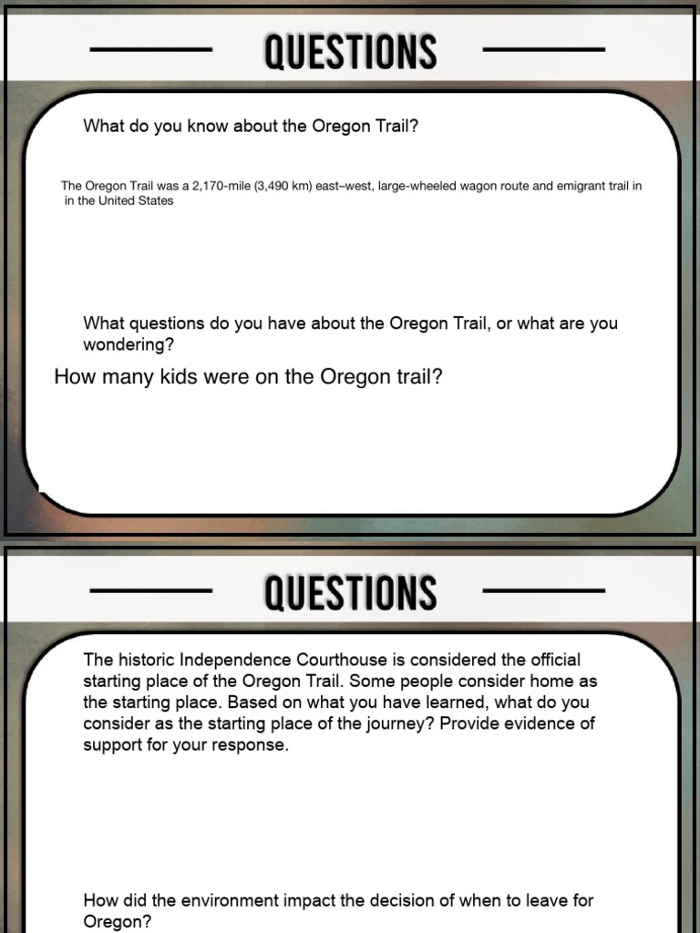 Oregon Trail Virtual Questions | PDF | Oregon Trail