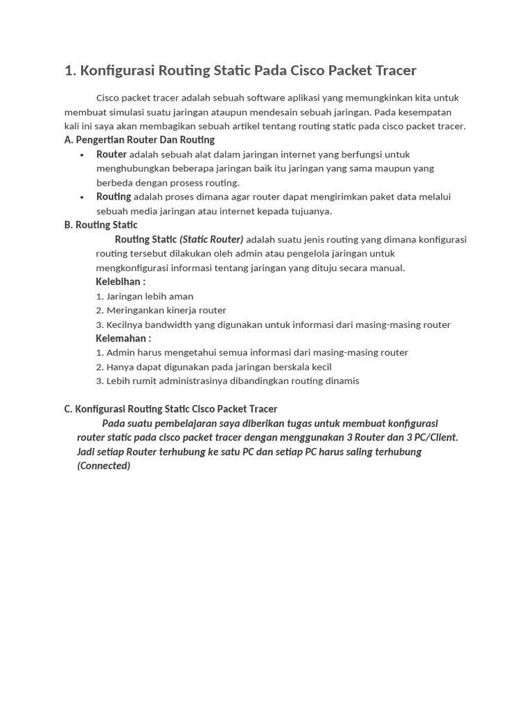 Materi 1 Routing Static | PDF
