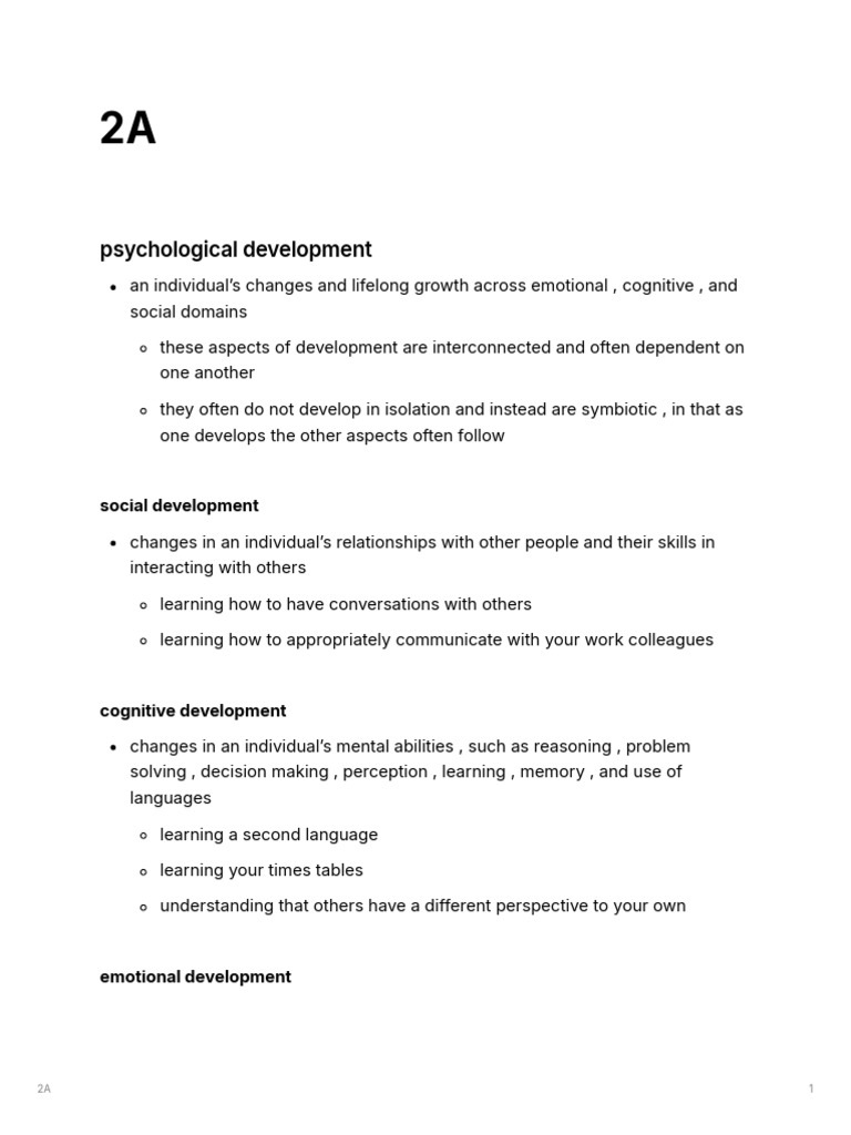 VCE 1&2 Psychology Chapter 2A | PDF | Developmental Psychology | Psychology