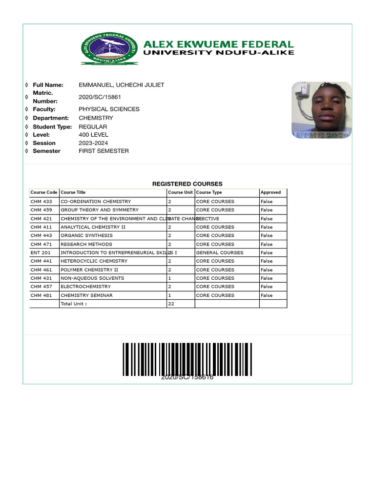 400 Level Chemistry Courses List | PDF