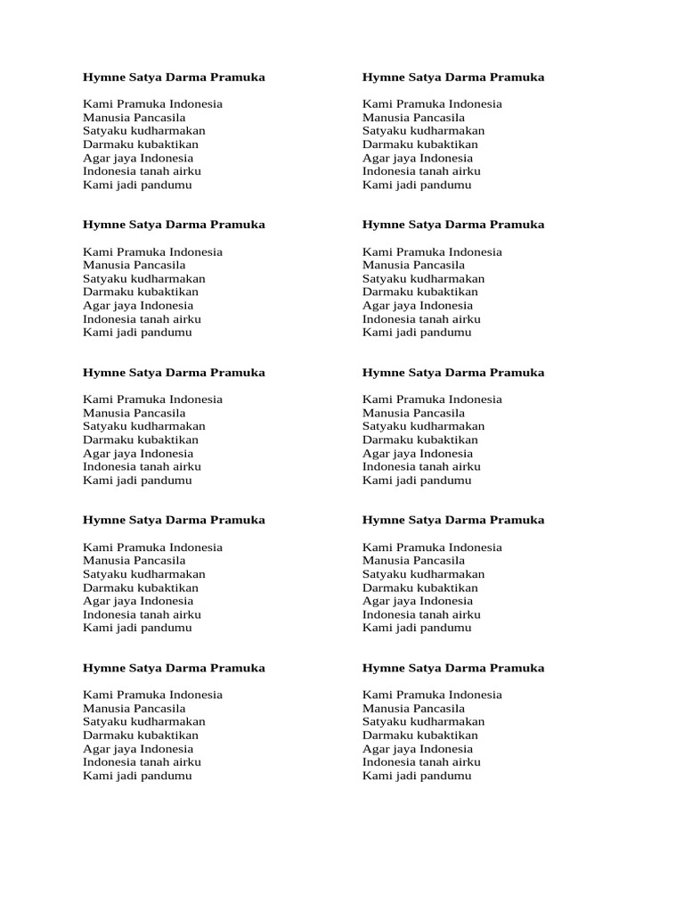 Hymne Satya Darma Pramuka | PDF