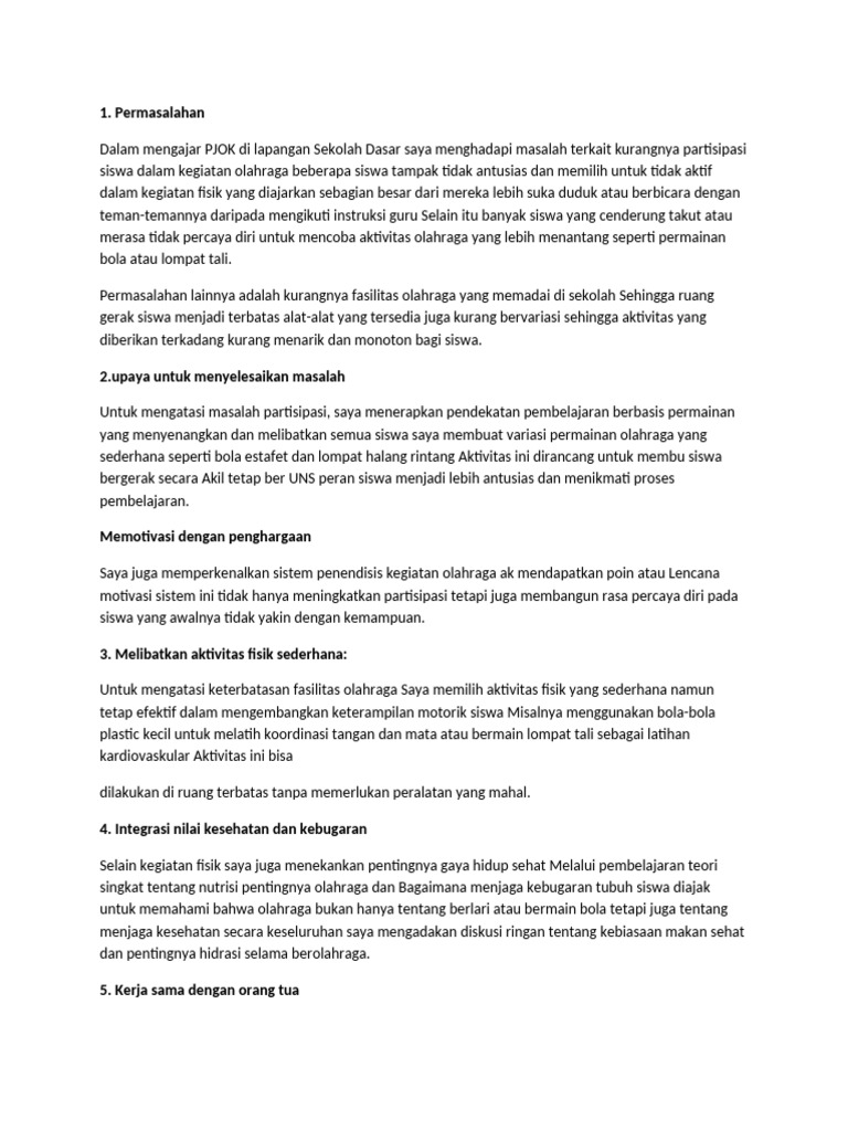 Studi Kasus PJOK | PDF