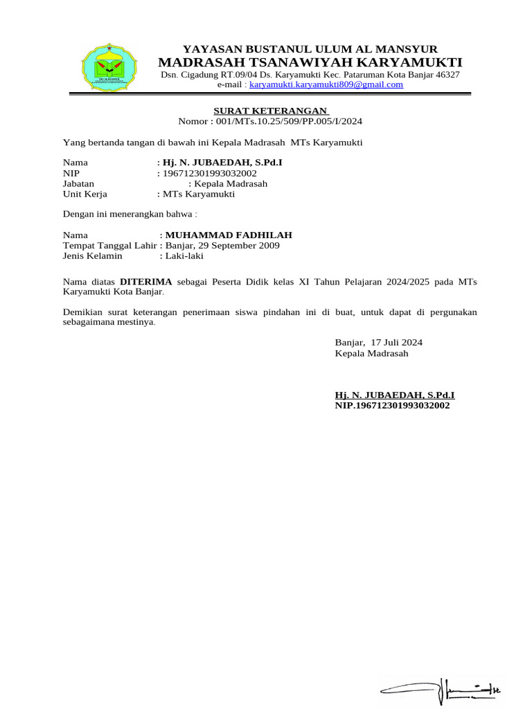 Surat Diterima | PDF