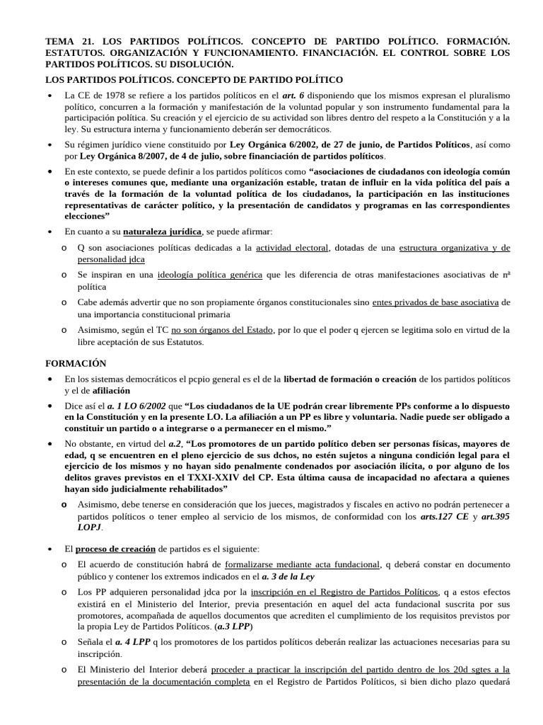 Tema 21 | PDF | Partidos políticos | Donación