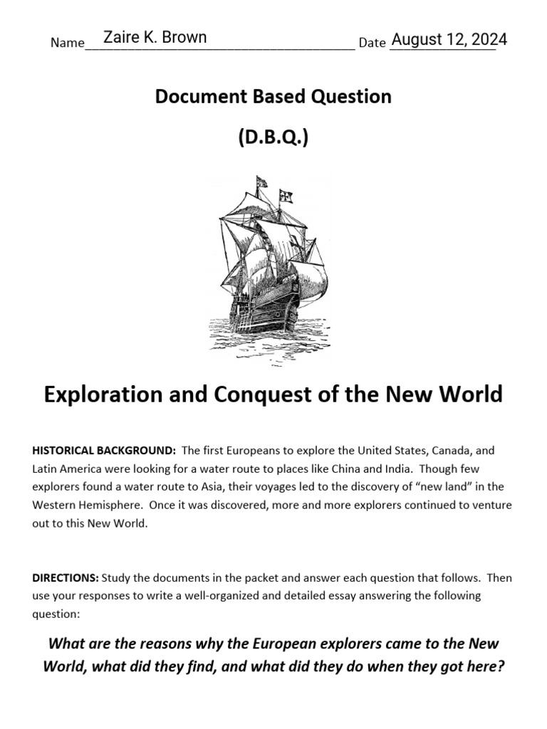 Kami Export - Zaire Brown - Explorers DBQ | PDF | Northwest Passage | Exploration