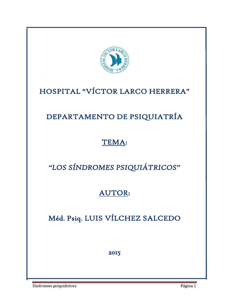 Los Síndromes Psiquiátricos | PDF | Ansiedad | Psiquiatría
