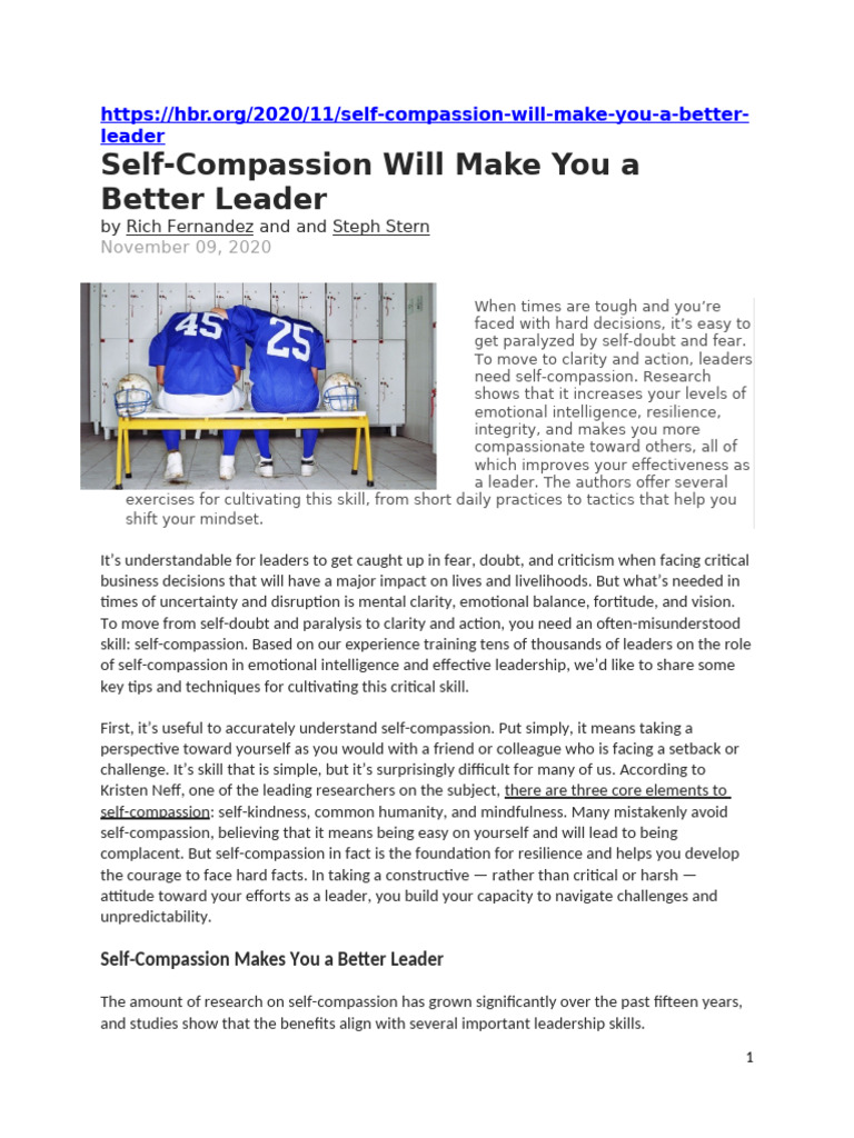 Self-Compassion Boosts Leadership | PDF | Compassion | Psychological ...