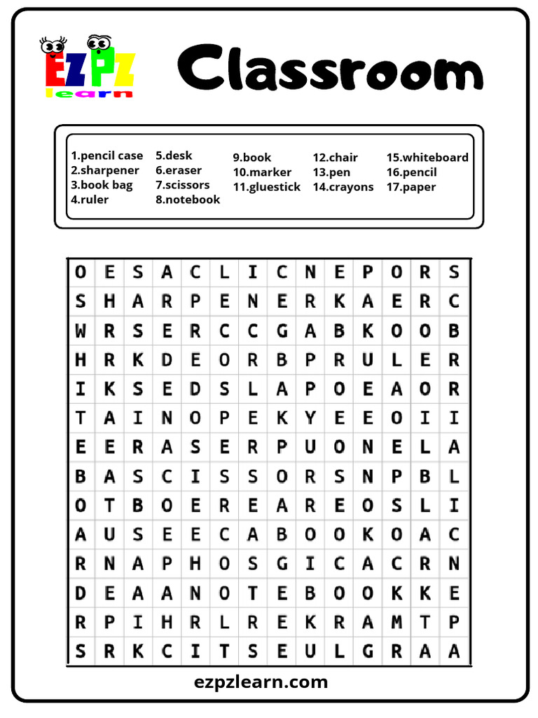 Classroom Simple Wordsearch | PDF | Home & Garden | Art