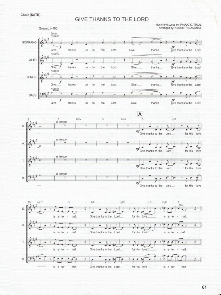 Give Thanks To The Lord | PDF