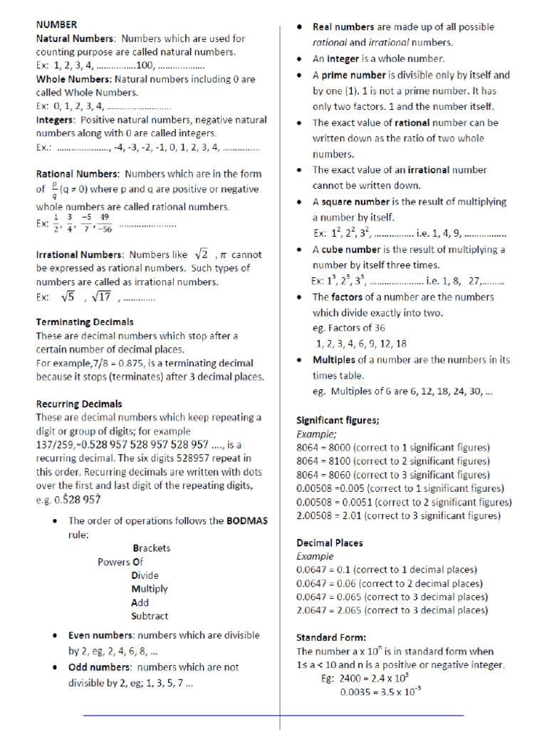 IGCSE - Mathematics-Revision-And-Formula-Sheet | PDF