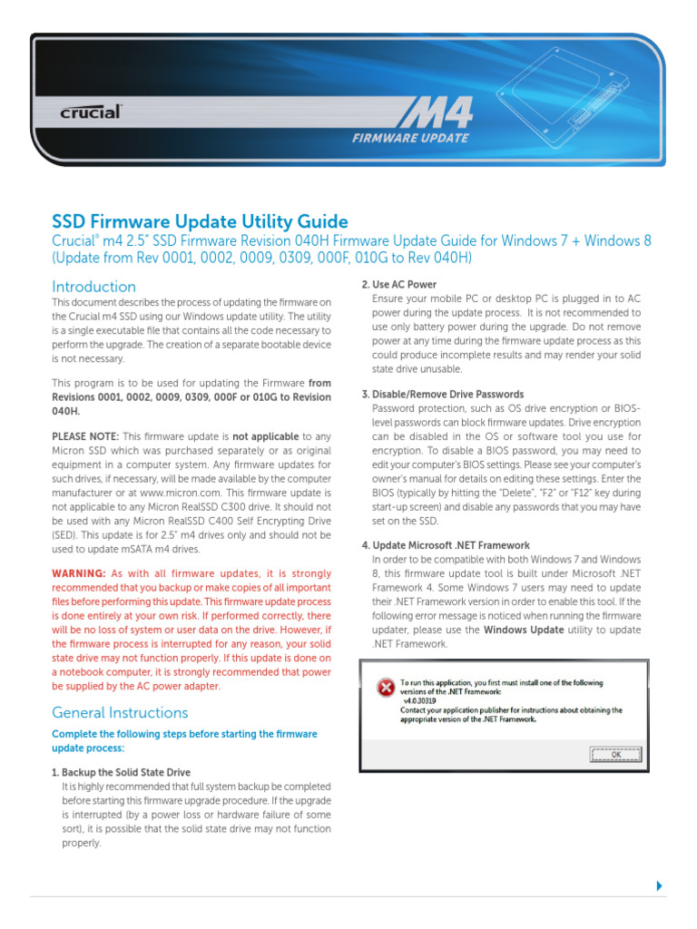 Crucial m4 Firmware Windows-Utility 040H | PDF | Bios | Booting