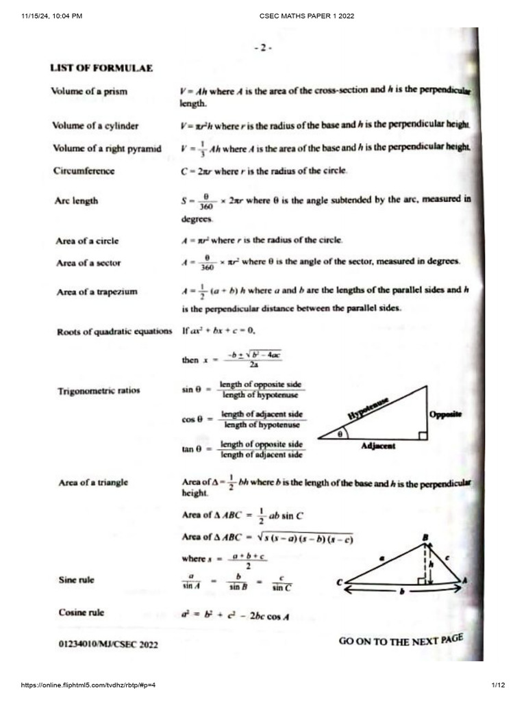 CSEC Maths Paper 1 2022 Overview | PDF | Science & Mathematics