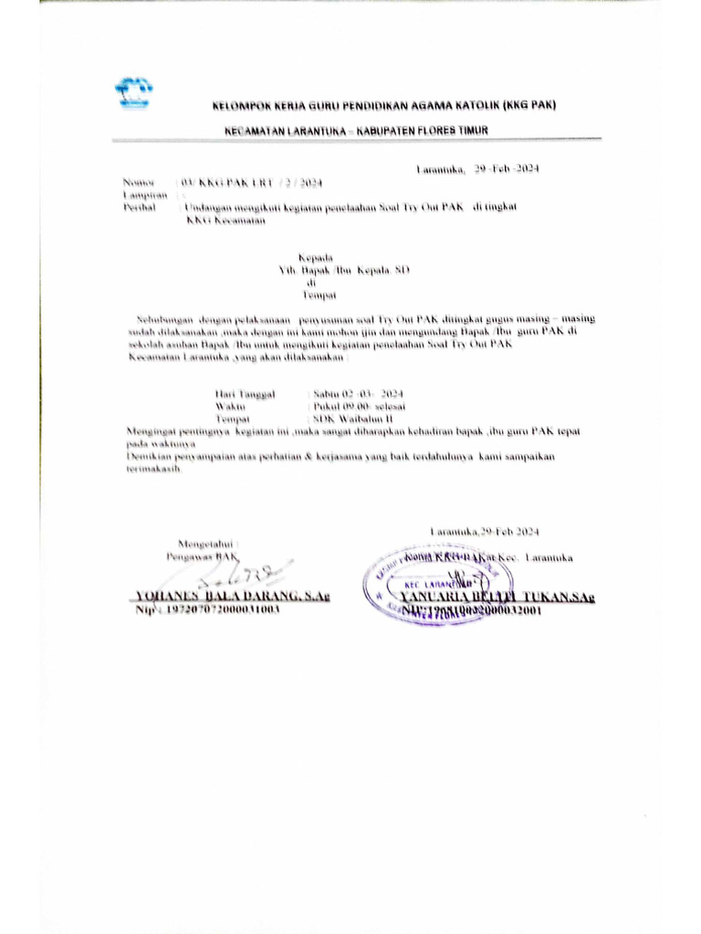 Surat Rapat KKG PAK | PDF