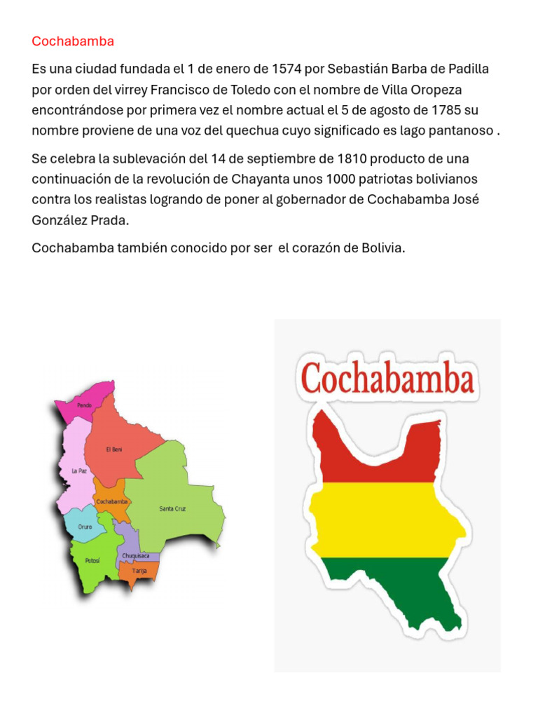 Bolivia - Departamento de Cochabamba | PDF
