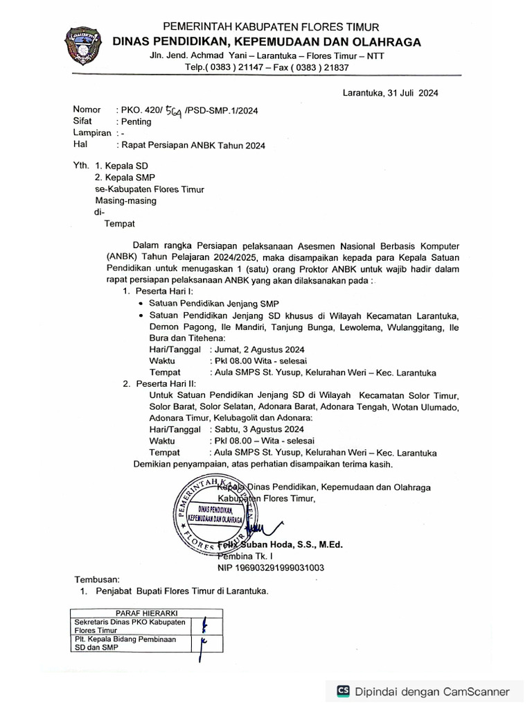 Rapat Persiapan ANBK 2024 | PDF