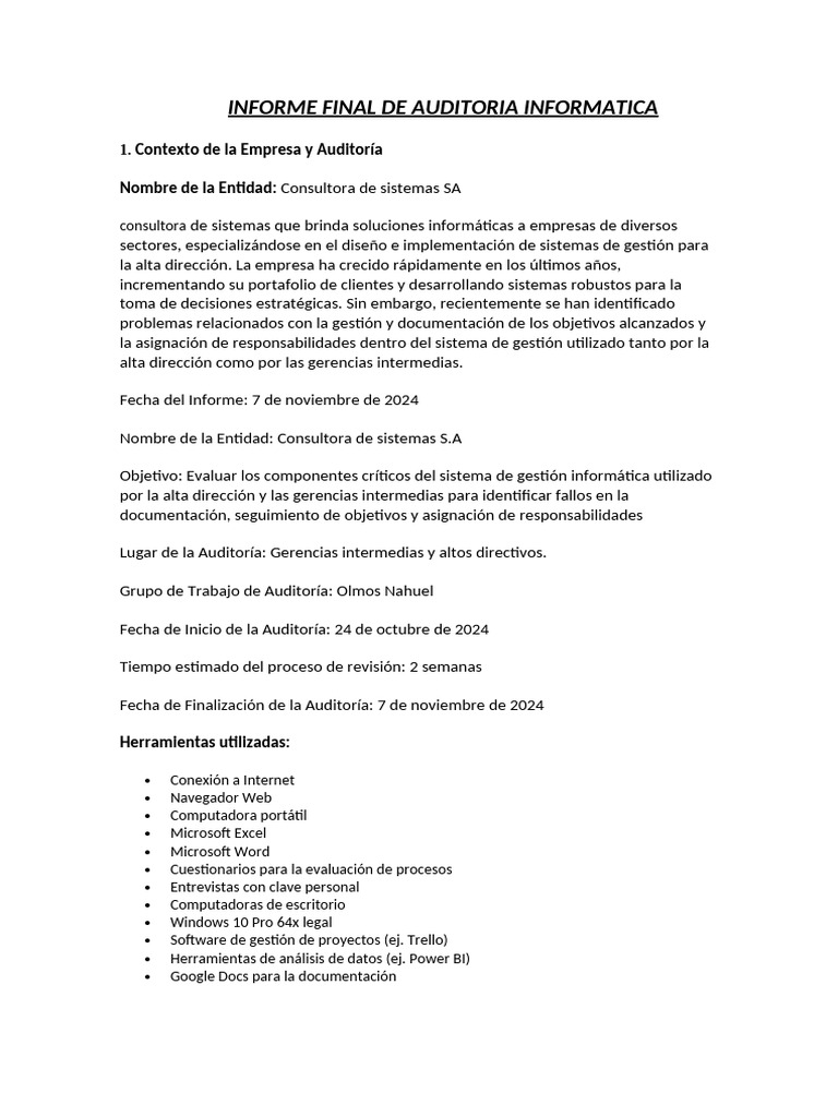 Informe Final de Auditoria Informatica Corregido | PDF | La seguridad informática | Seguridad