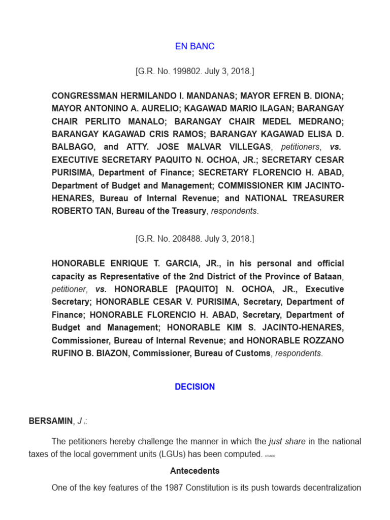 Mandanas vs. Ochoa | PDF | Mandamus | Taxes